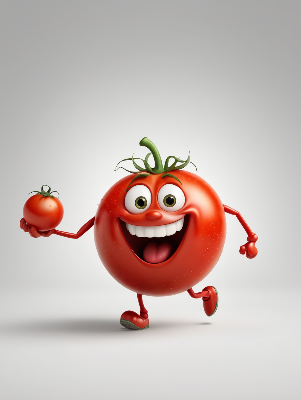 Premium Free ai Images | realistic happy round tomato dancing white ...