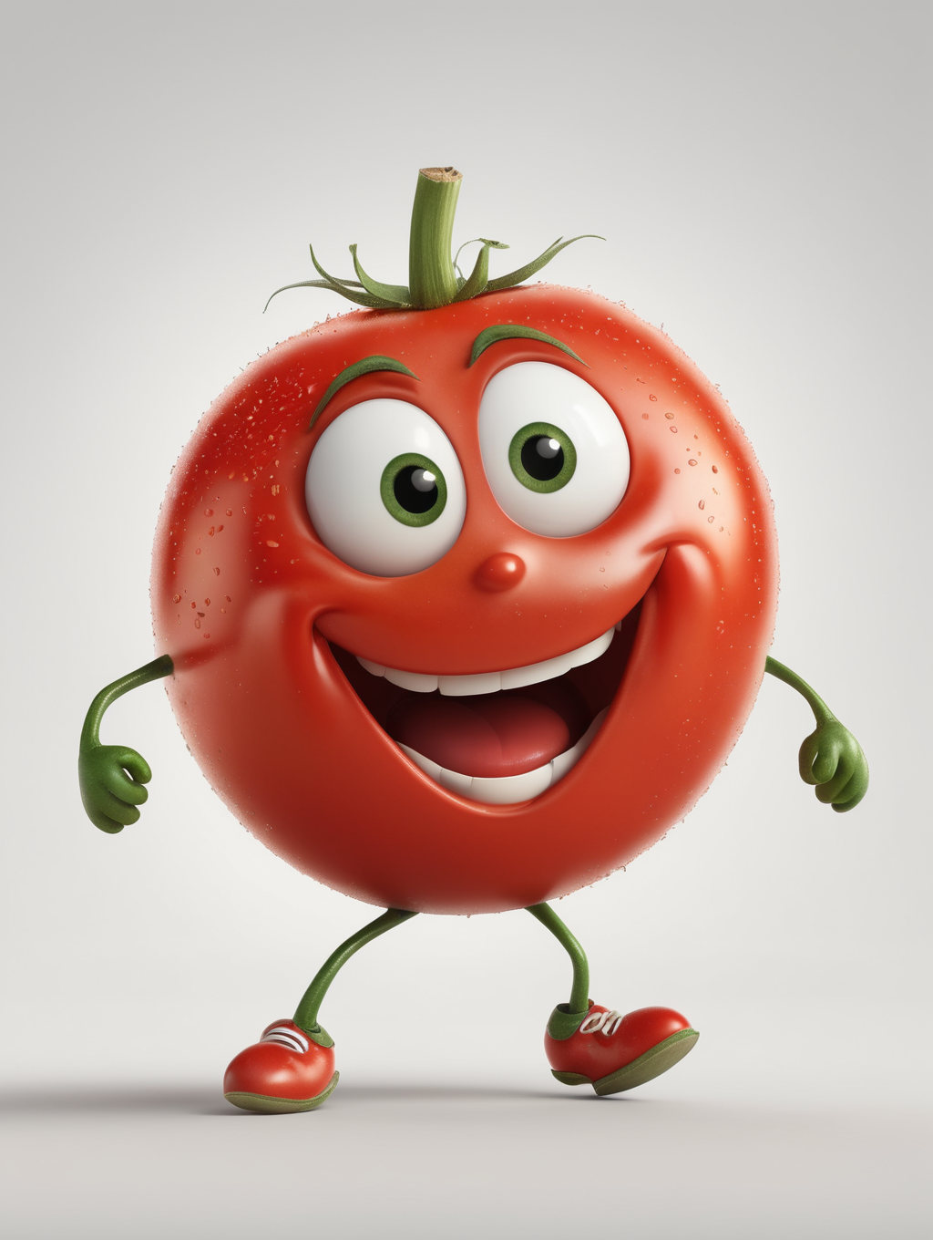 Premium Free ai Images | realistic happy round tomato dancing white ...