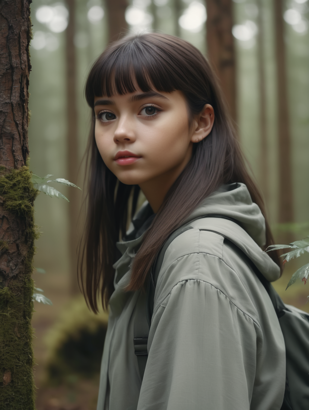 Premium Free ai Images | cute girl in forest
