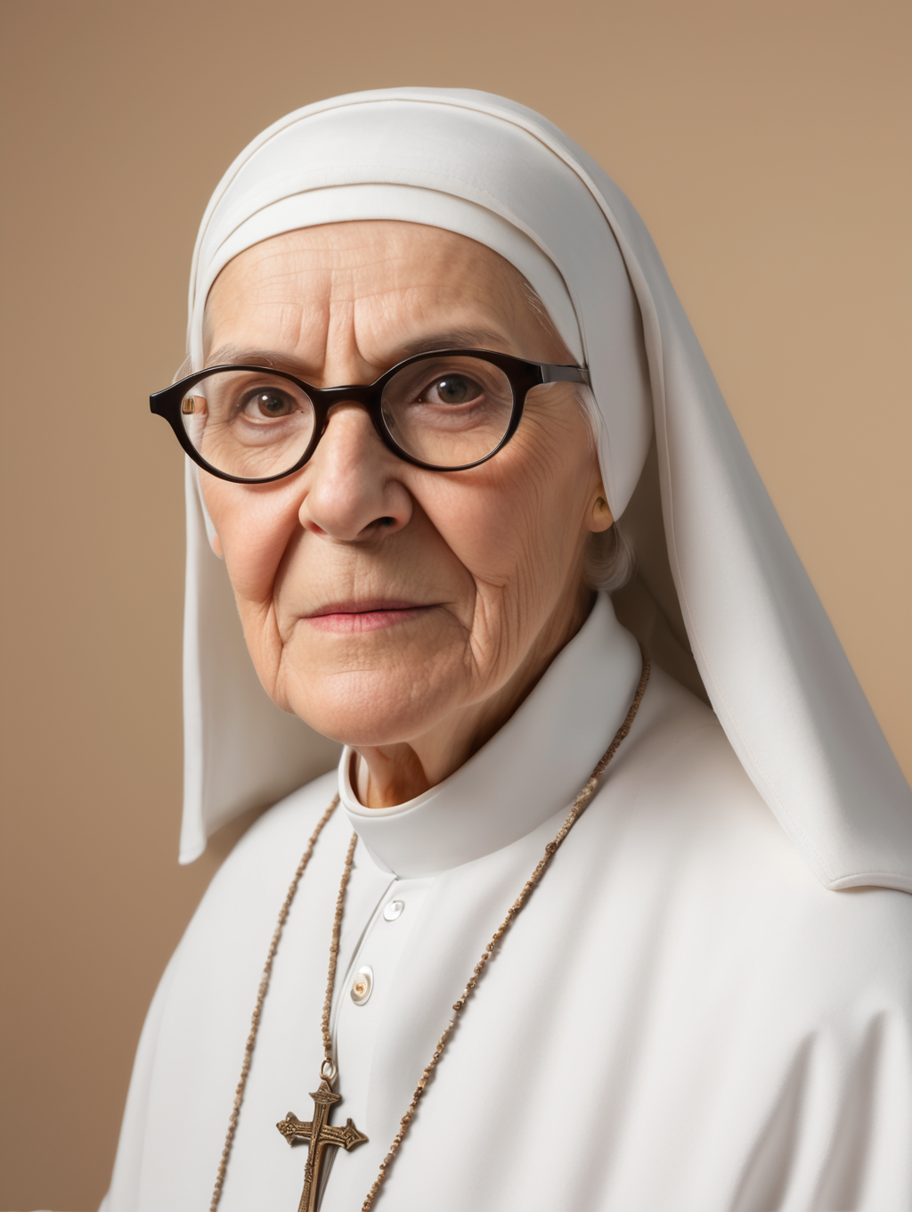 Premium Free ai Images | old spanish white nun who wears glasses front ...