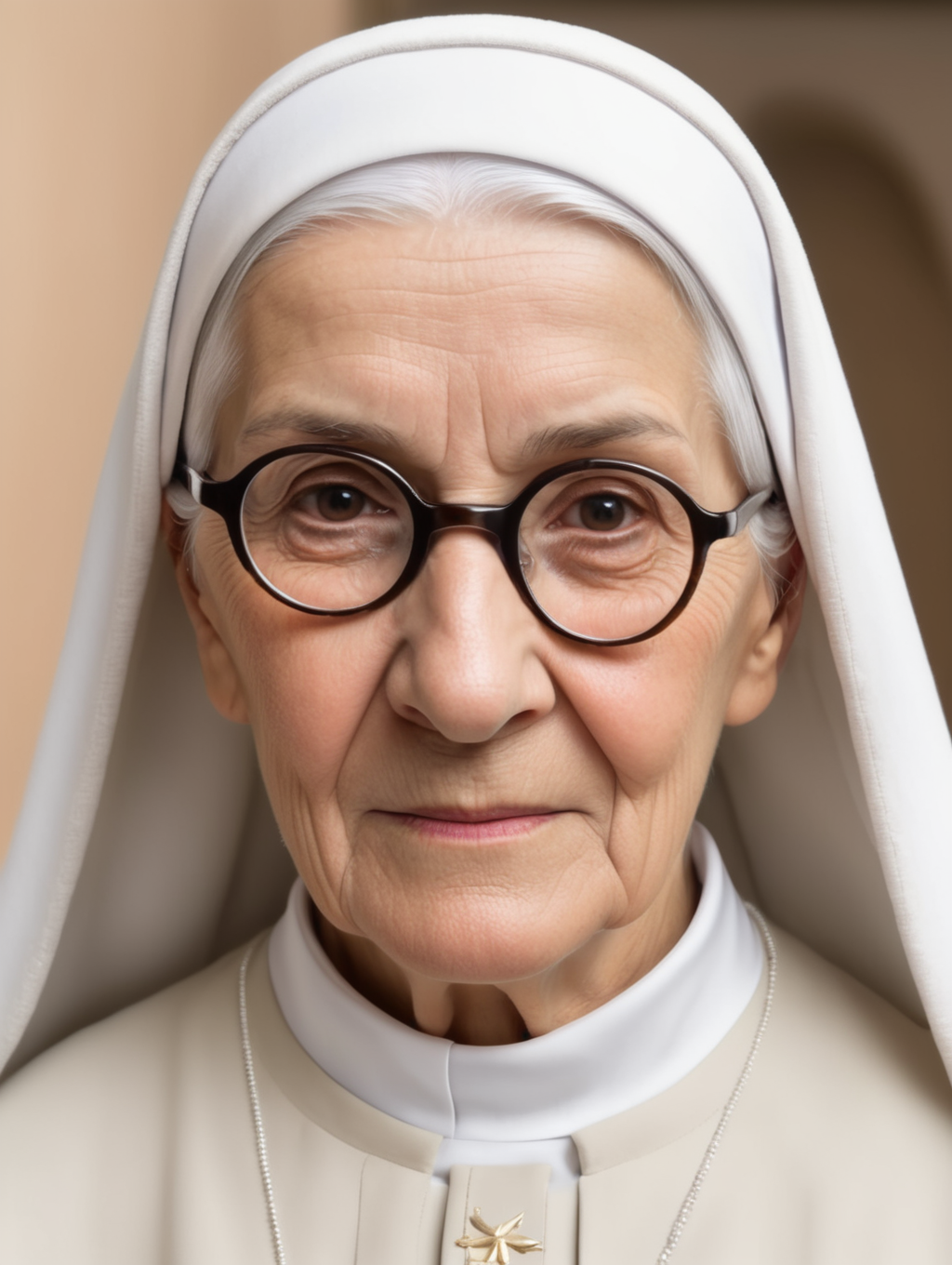 Premium Free ai Images | old spanish white nun who wears glasses front ...