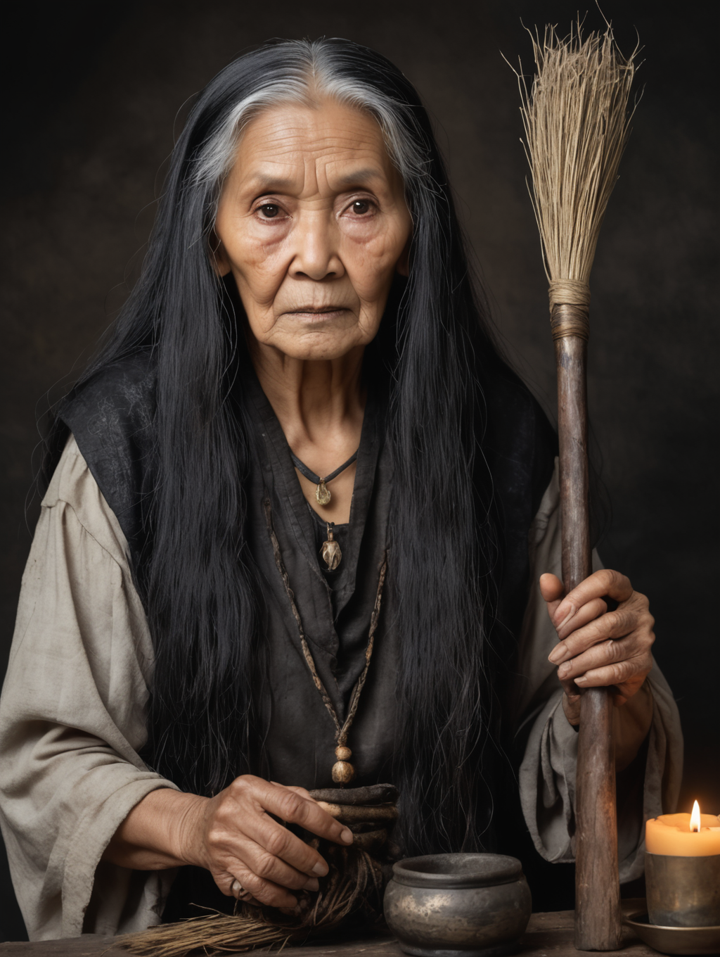 Premium Free ai Images | old woman witch front facing portrait ...