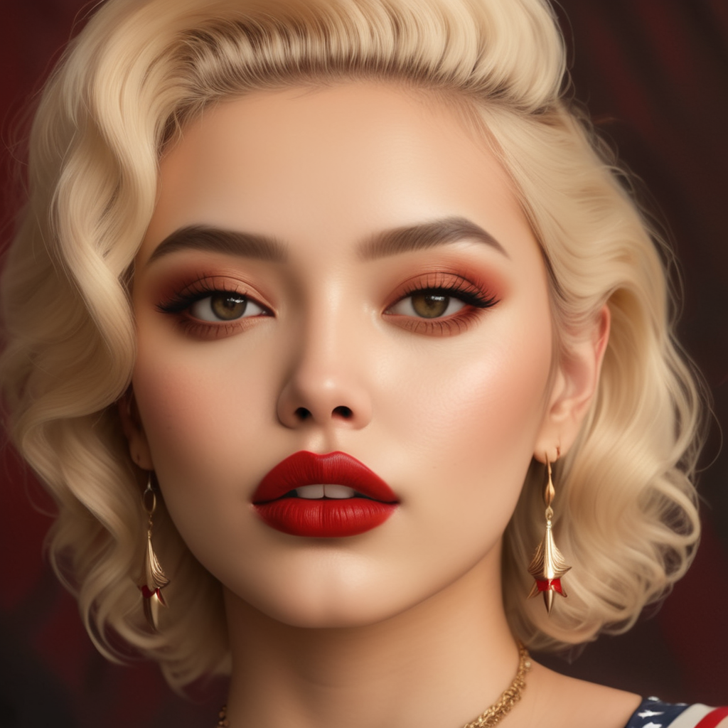 Premium Free ai Images | goddess america realistic croptop redlips