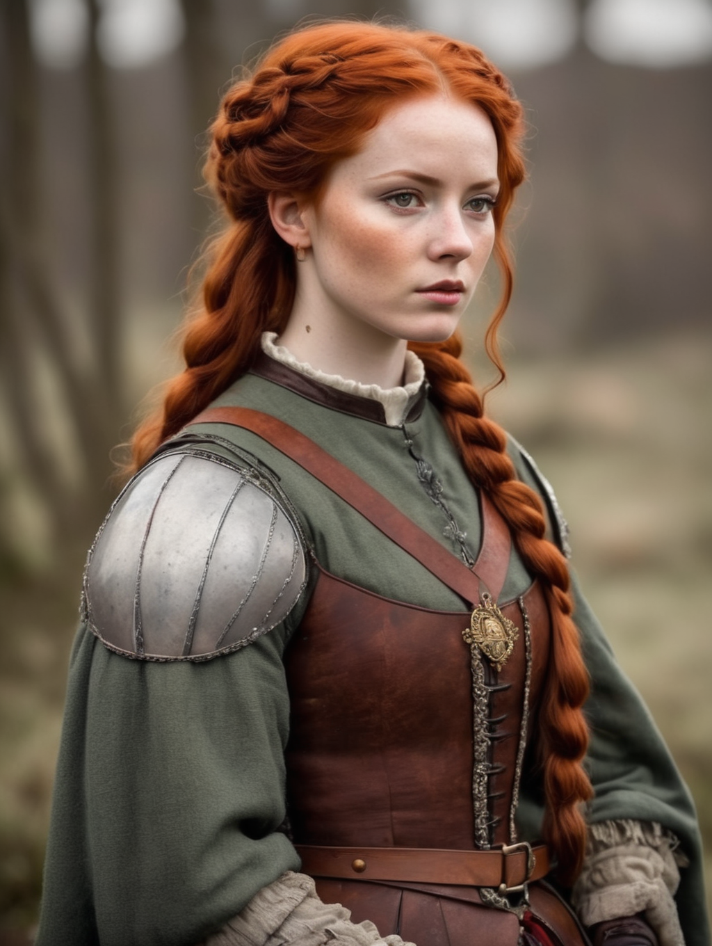 Premium Free ai Images | scottish princess from the th century red hair ...