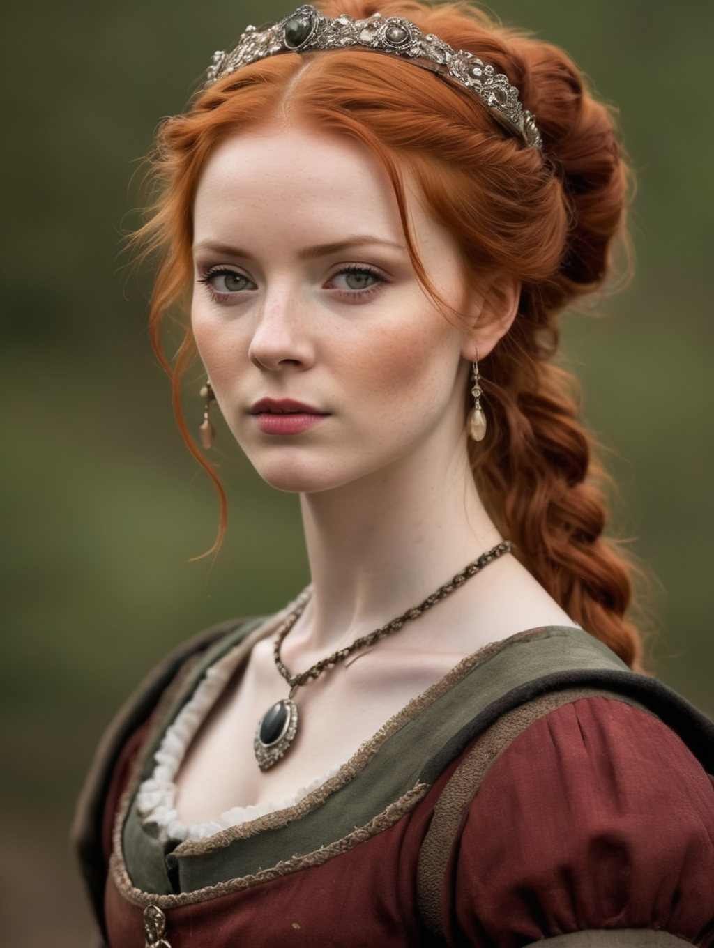 Premium Free ai Images | scottish princess from the th century red hair ...