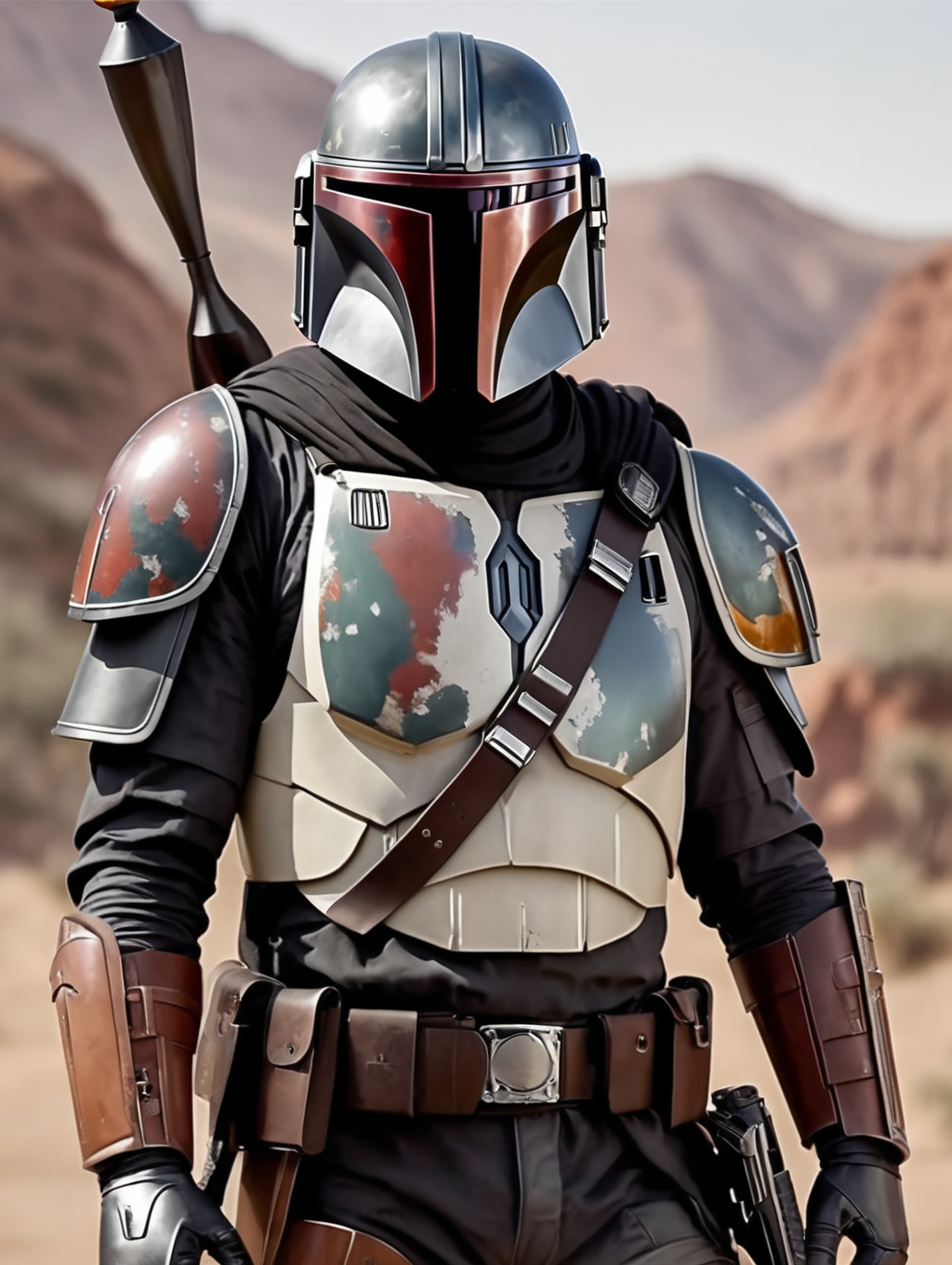 Premium Free ai Images | mandalorian armor with heavy shoulder pads and ...