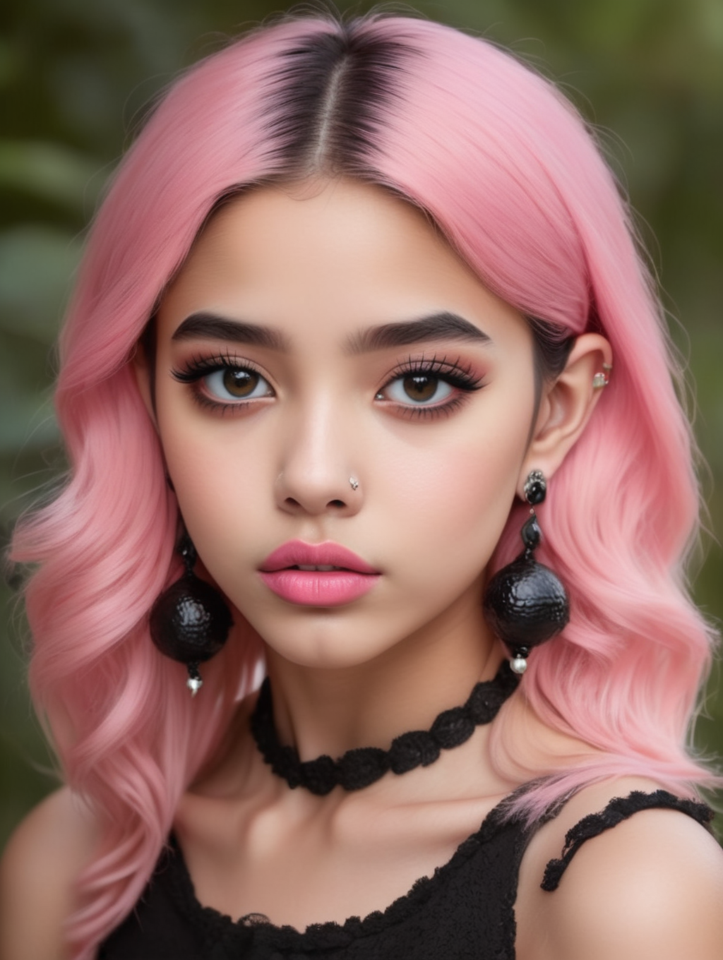 Premium Free ai Images | mexican girl teenager big pink lips wears pink ...