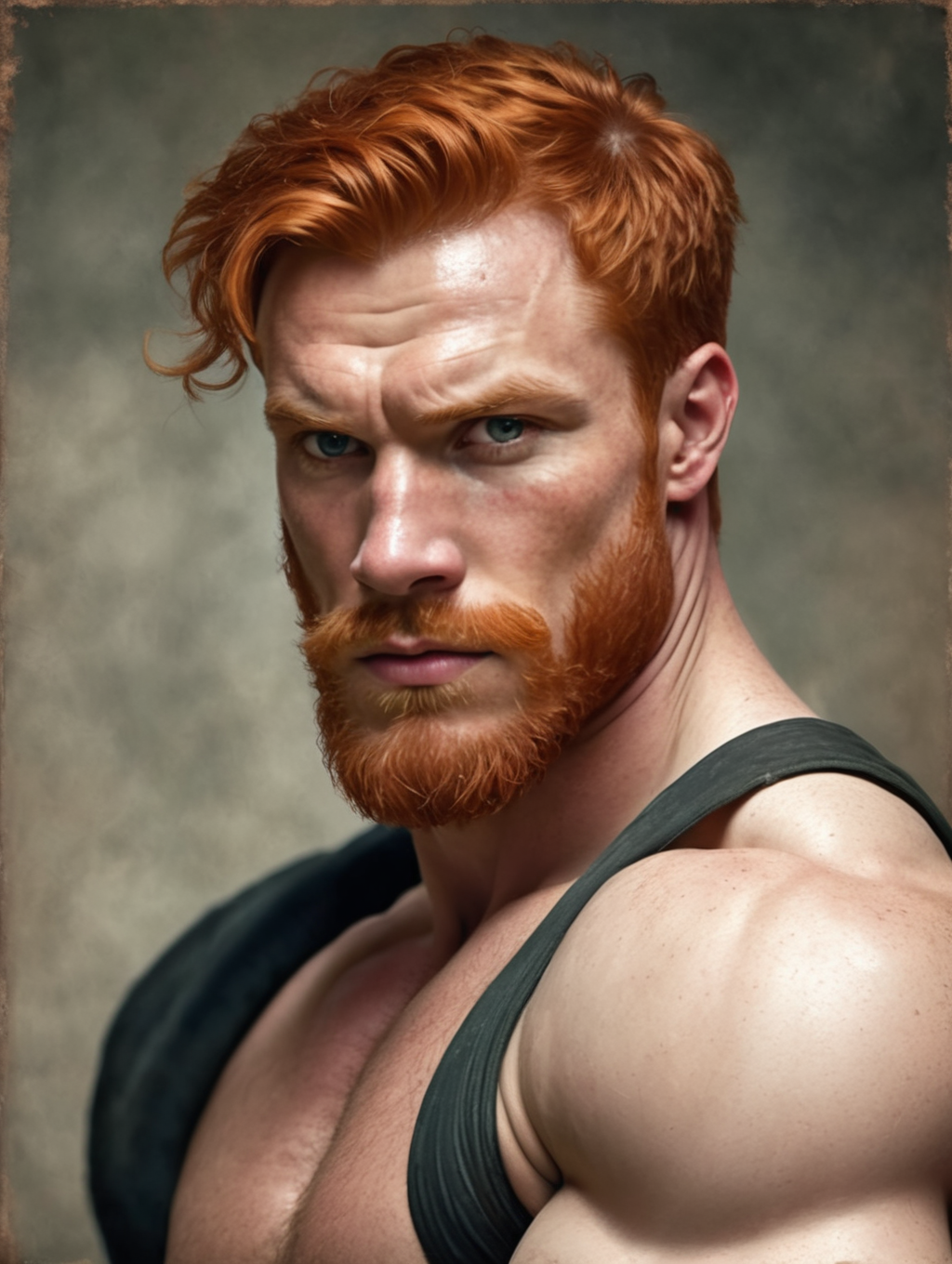 Premium Free ai Images | strong red haired man years old heavy weight ...