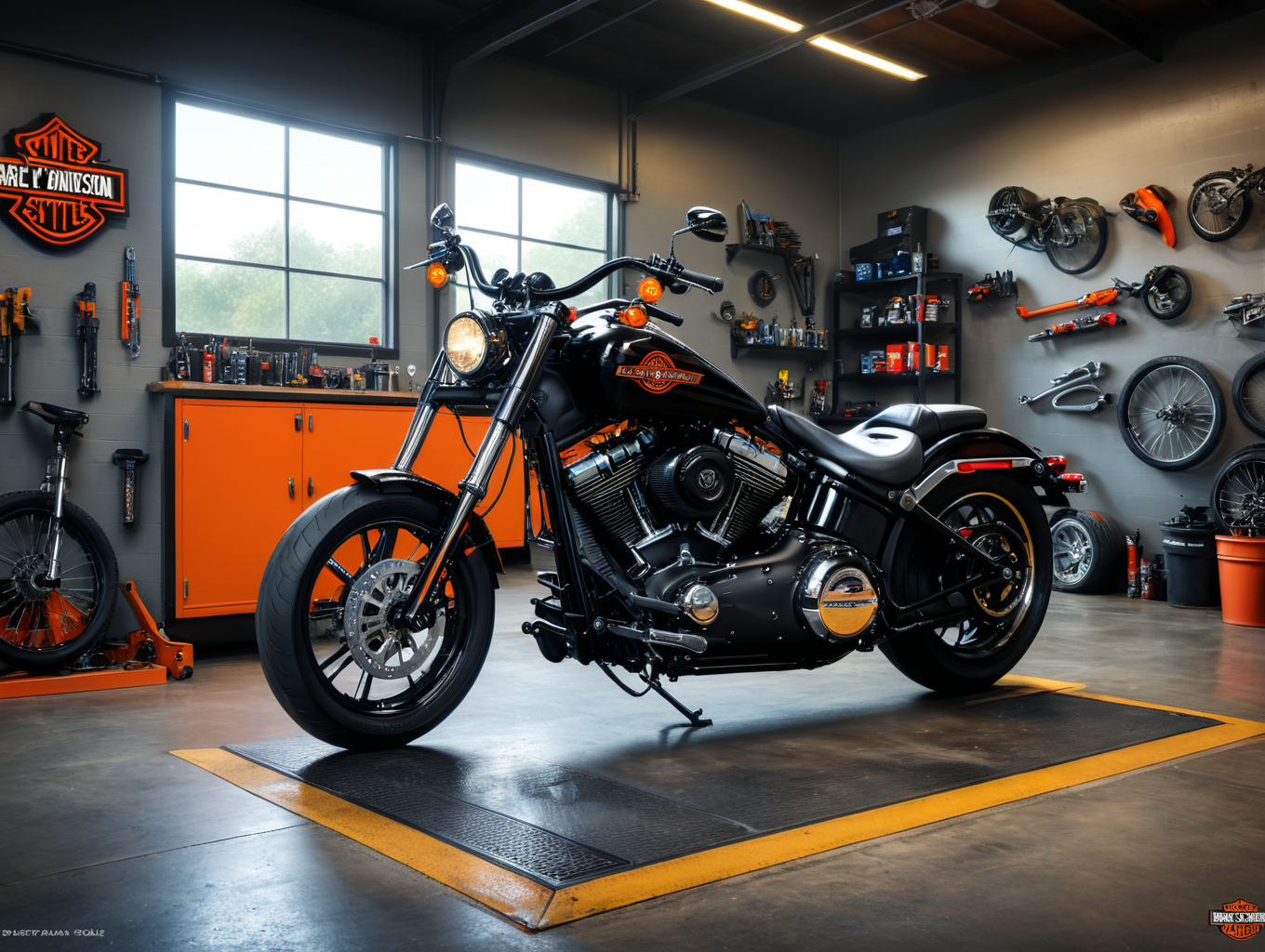 Premium Free ai Images | black chrome harley davidson softail breakout ...
