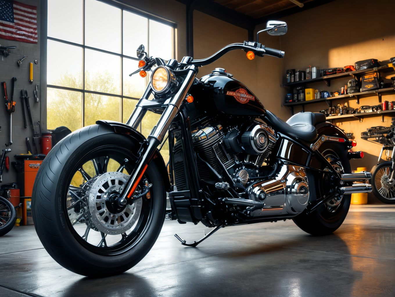 Premium Free ai Images | black chrome harley davidson softail breakout ...