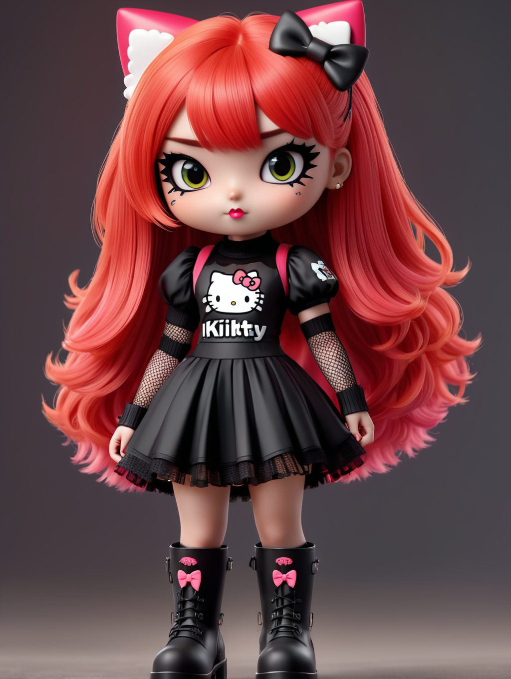 Premium Free ai Images | hello kitty anime girl with half black half ...