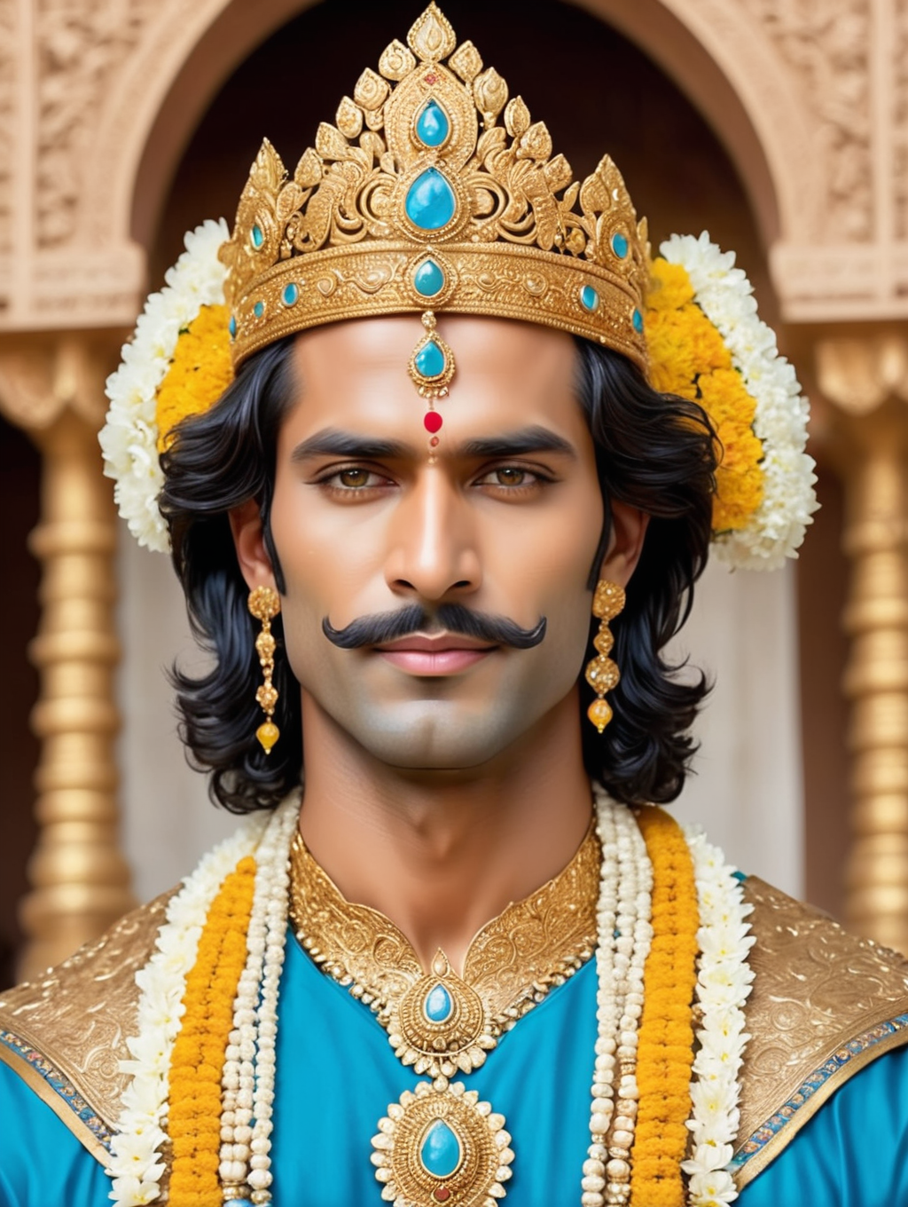 Premium Free ai Images | full grown up and manly lord krishna gazing us ...