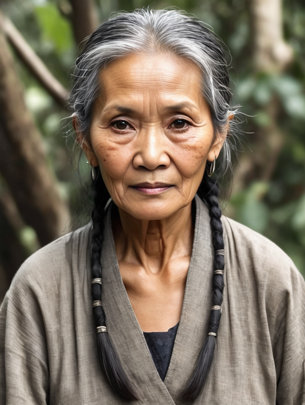 Premium Free ai Images | old filipino chinese lady aged with few gray ...