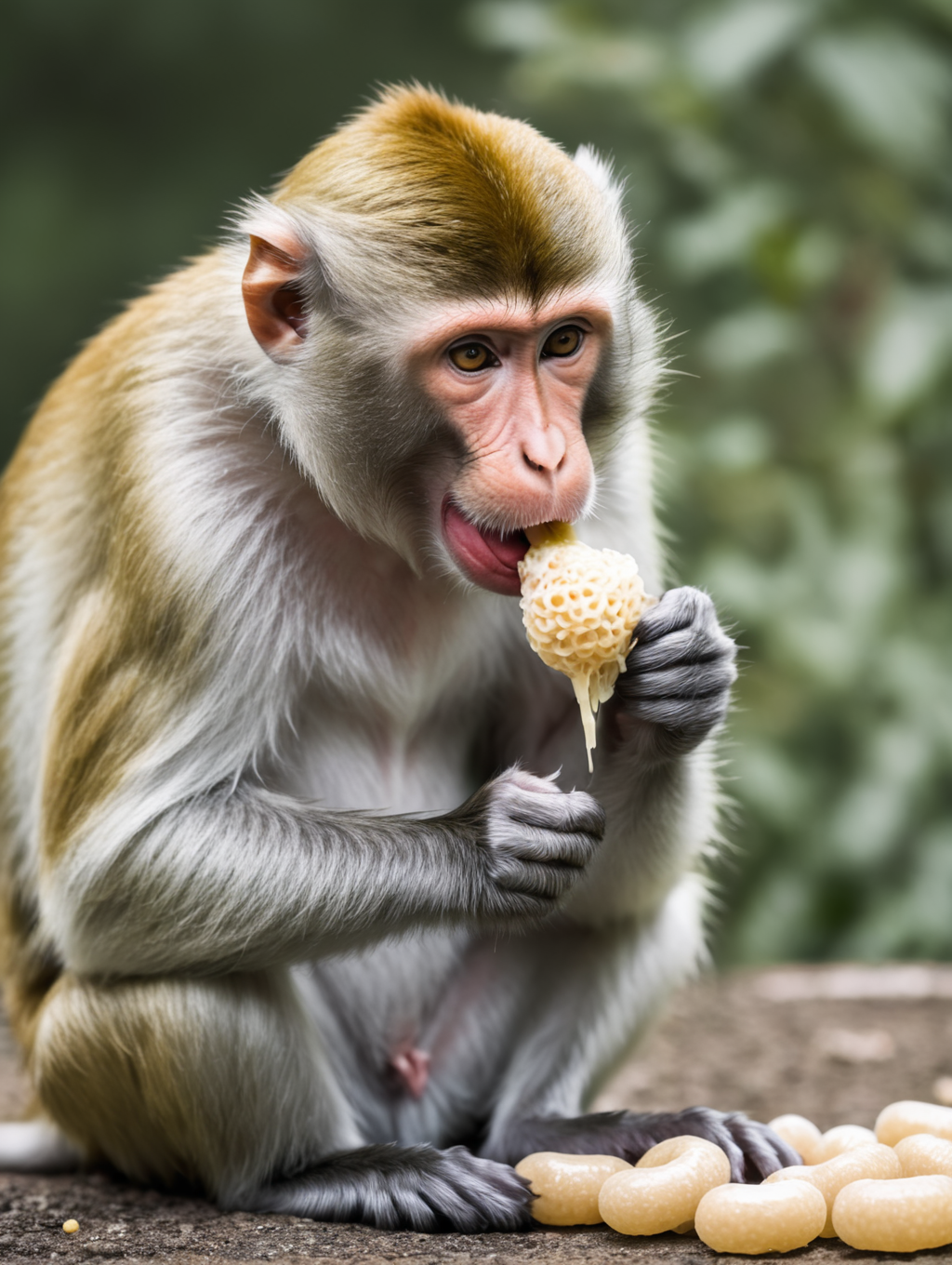 Premium Free ai Images | monkey eating bacteria