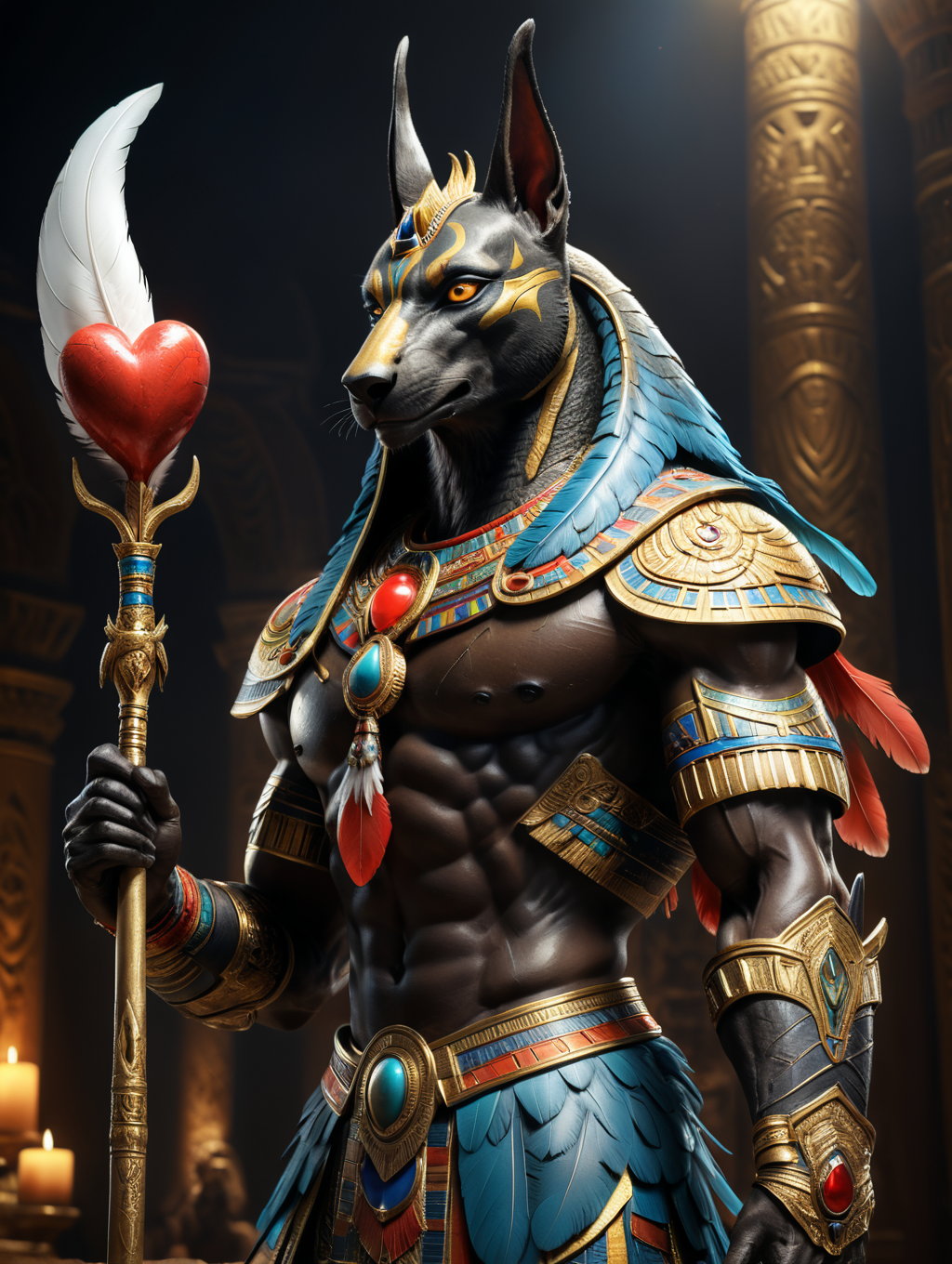 Premium Free ai Images | ultra detailed egypt god anubis he is holding ...