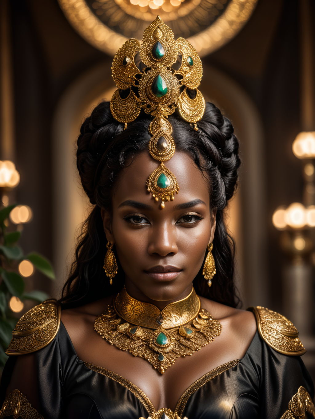 Premium Free ai Images | oxum orisha black goddess of love family gold ...