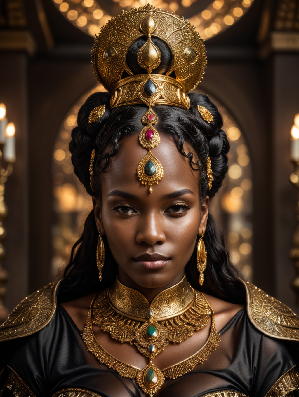 Premium Free ai Images | oxum orisha black goddess of love family gold ...