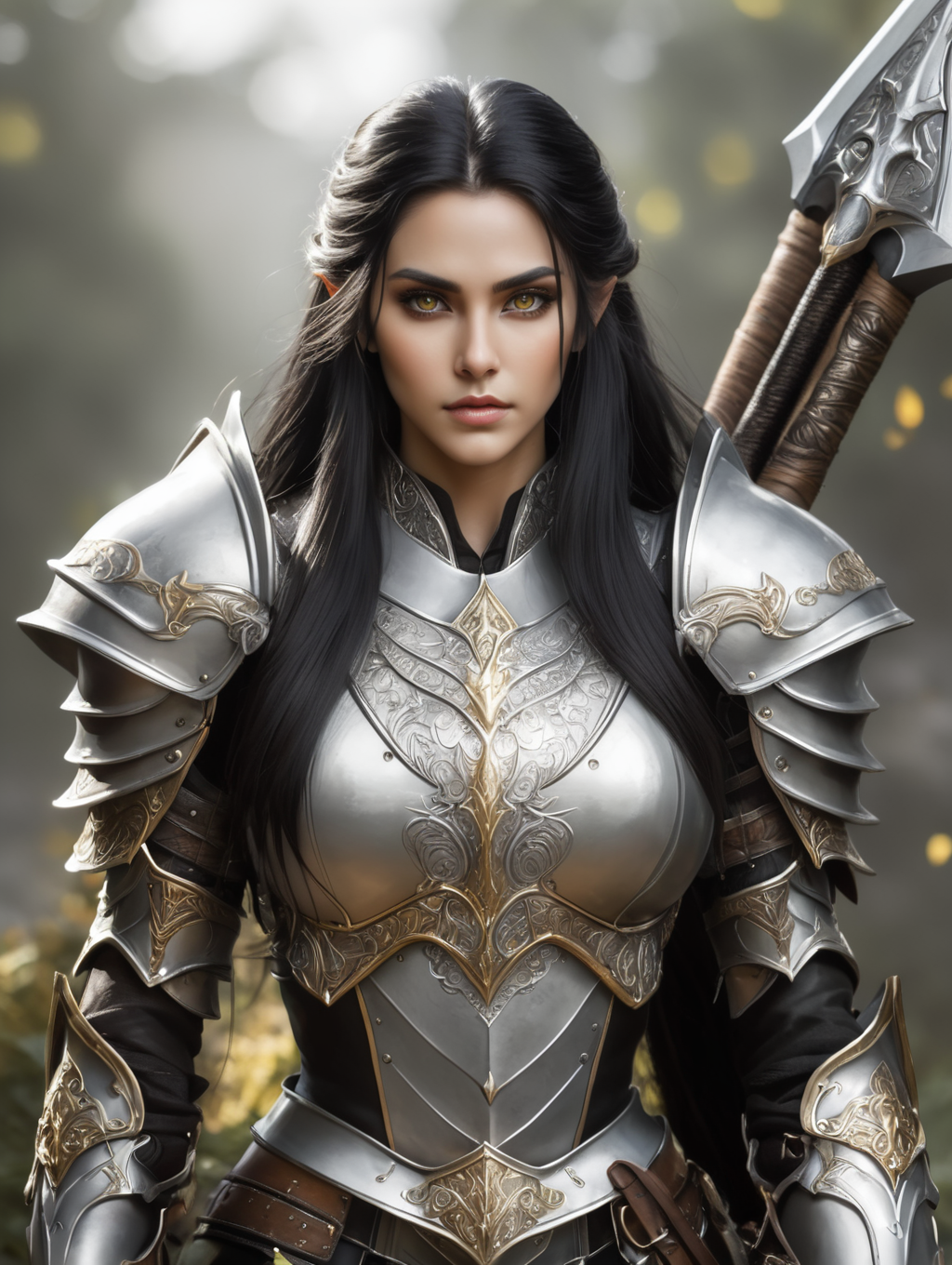 Premium Free ai Images | beautiful elf paladin with hazel eyes and long ...