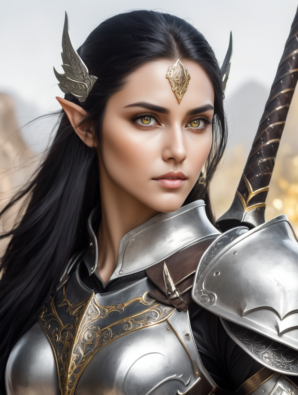 Premium Free ai Images | beautiful elf paladin with hazel eyes and long ...
