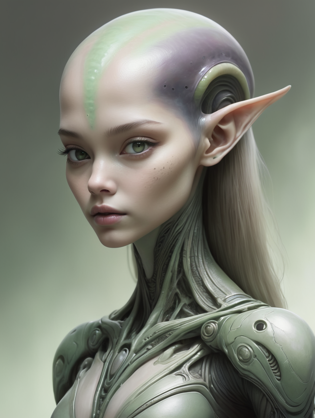 Premium Free ai Images | half girl half alien real art