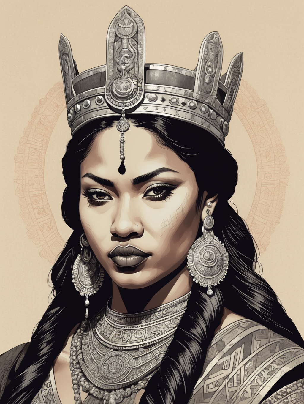 Premium Free ai Images | illustrated drawing of chola king