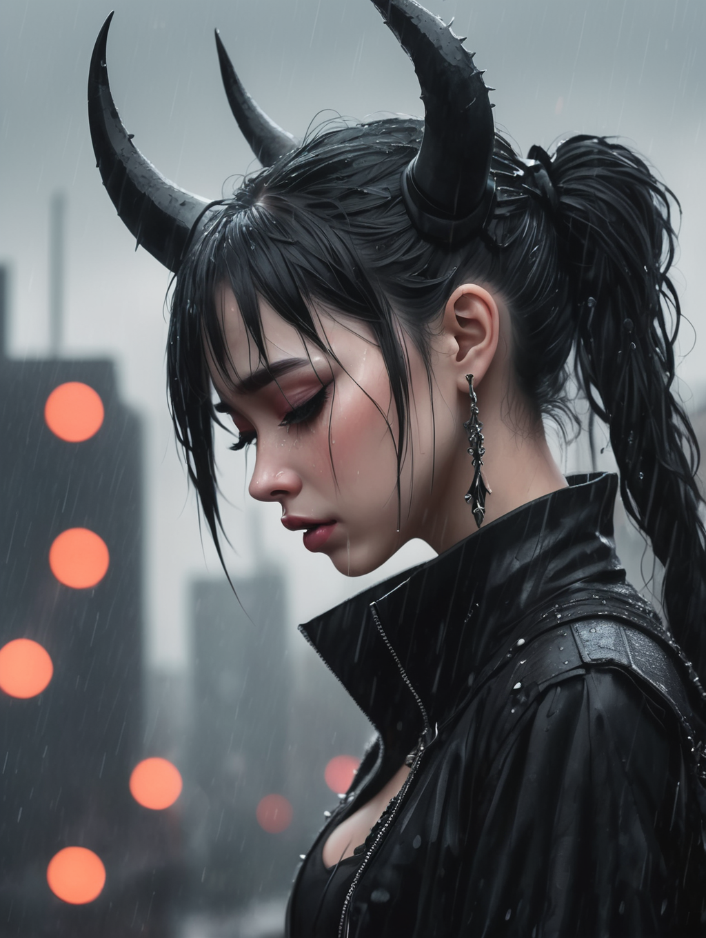Premium Free ai Images | dark anime goth girl crying profile dark ...