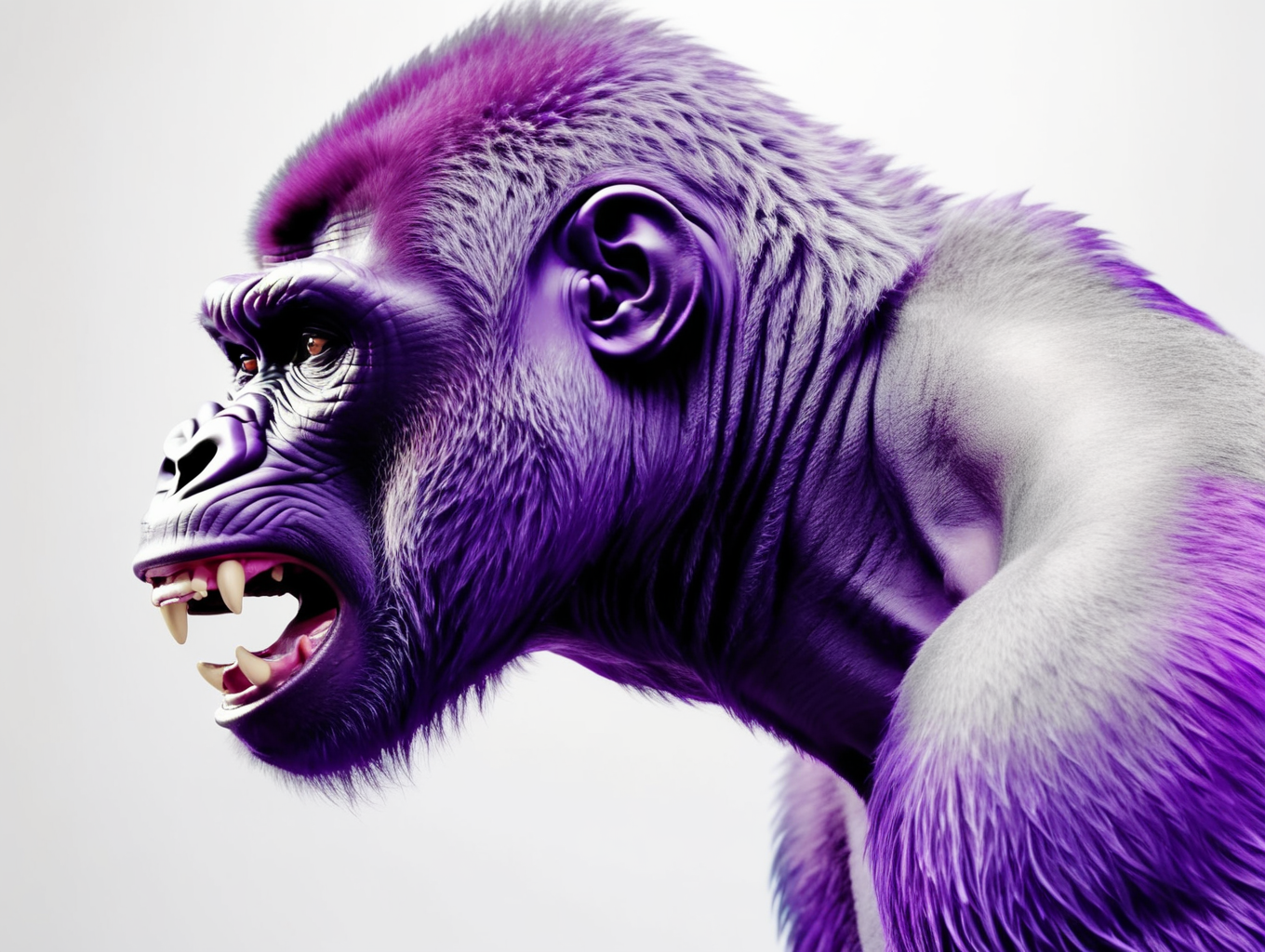 Premium Free ai Images | wide shot of purple gorilla with lots of other ...