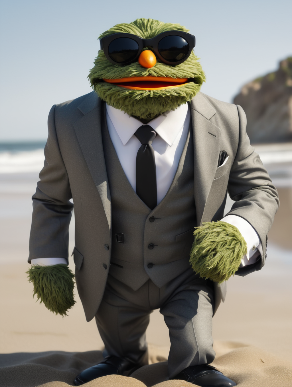 Premium Free ai Images | photo realistic oscar the grouch in suit on ...