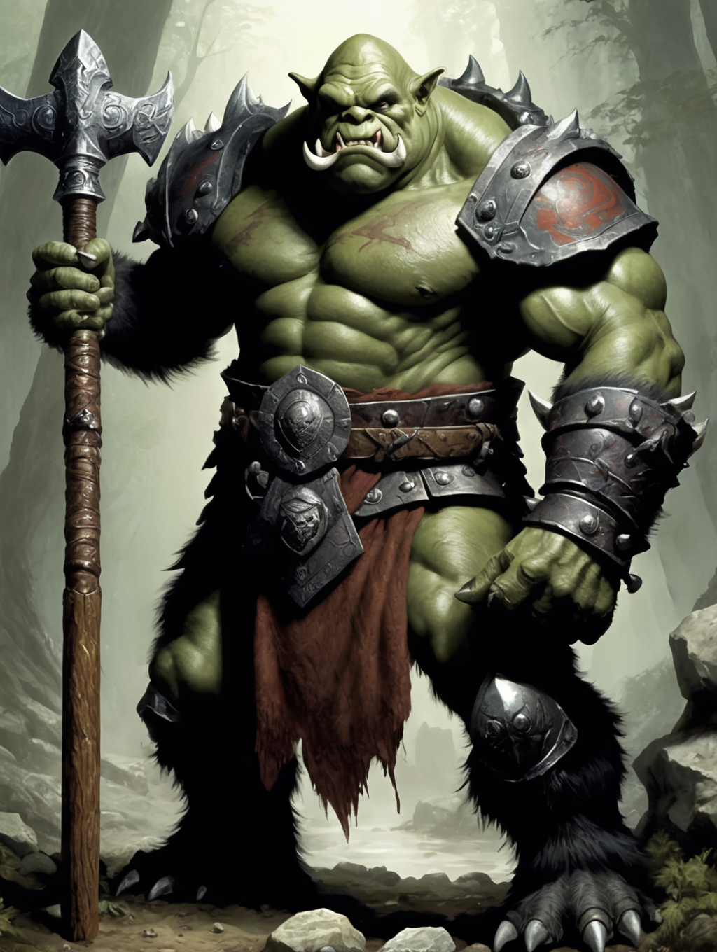 Premium Free ai Images | rpg advanced dungeons and dragons color ogre monster holding club artwork