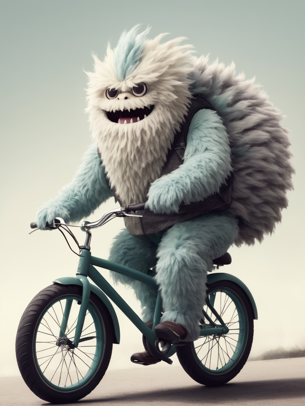 Premium Free ai Images | flufy monster riding bike