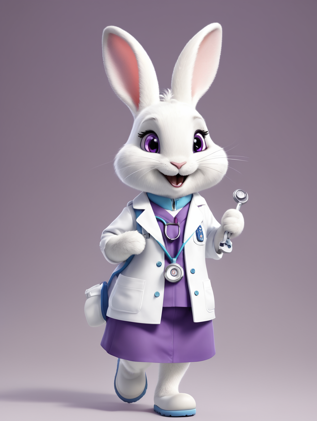 Premium Free ai Images | female white rabbit cartoon character pixar ...