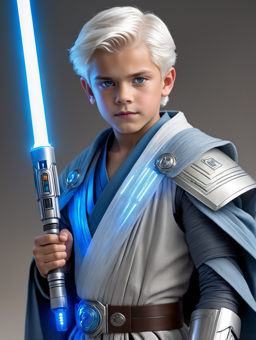 Premium Free ai Images | star wars young padawan boy with white hair ...