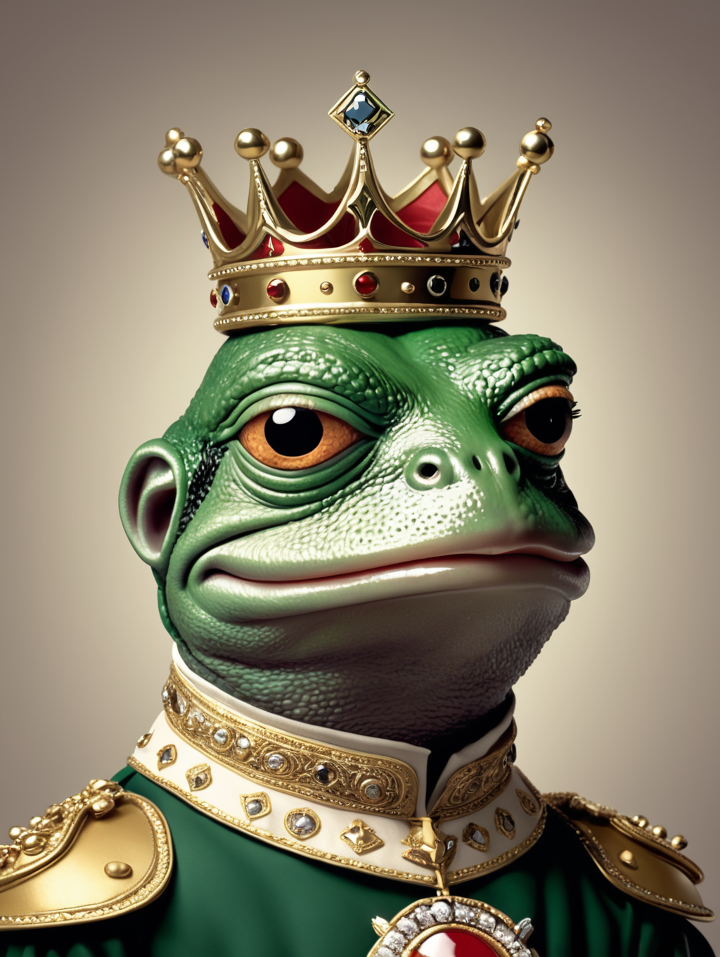 Premium Free ai Images | pepe the frog with king clothes and crown