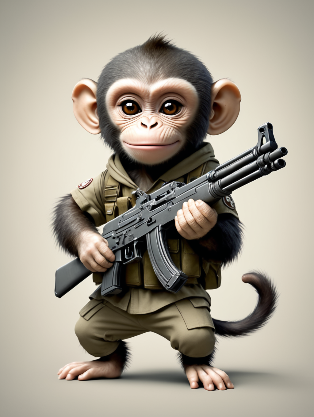 Premium Free ai Images | small monkey with ak