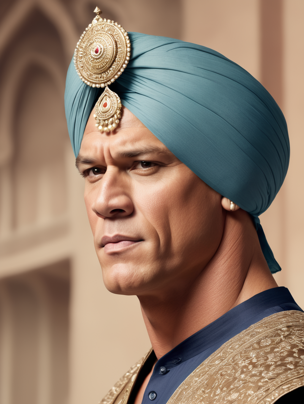 Premium Free ai Images | john cena with indian outfit and turban