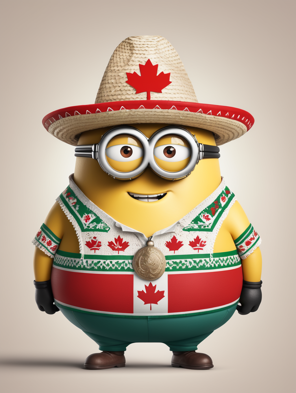 Premium Free ai Images | fat minion wearing canadian shirt and mexican hat