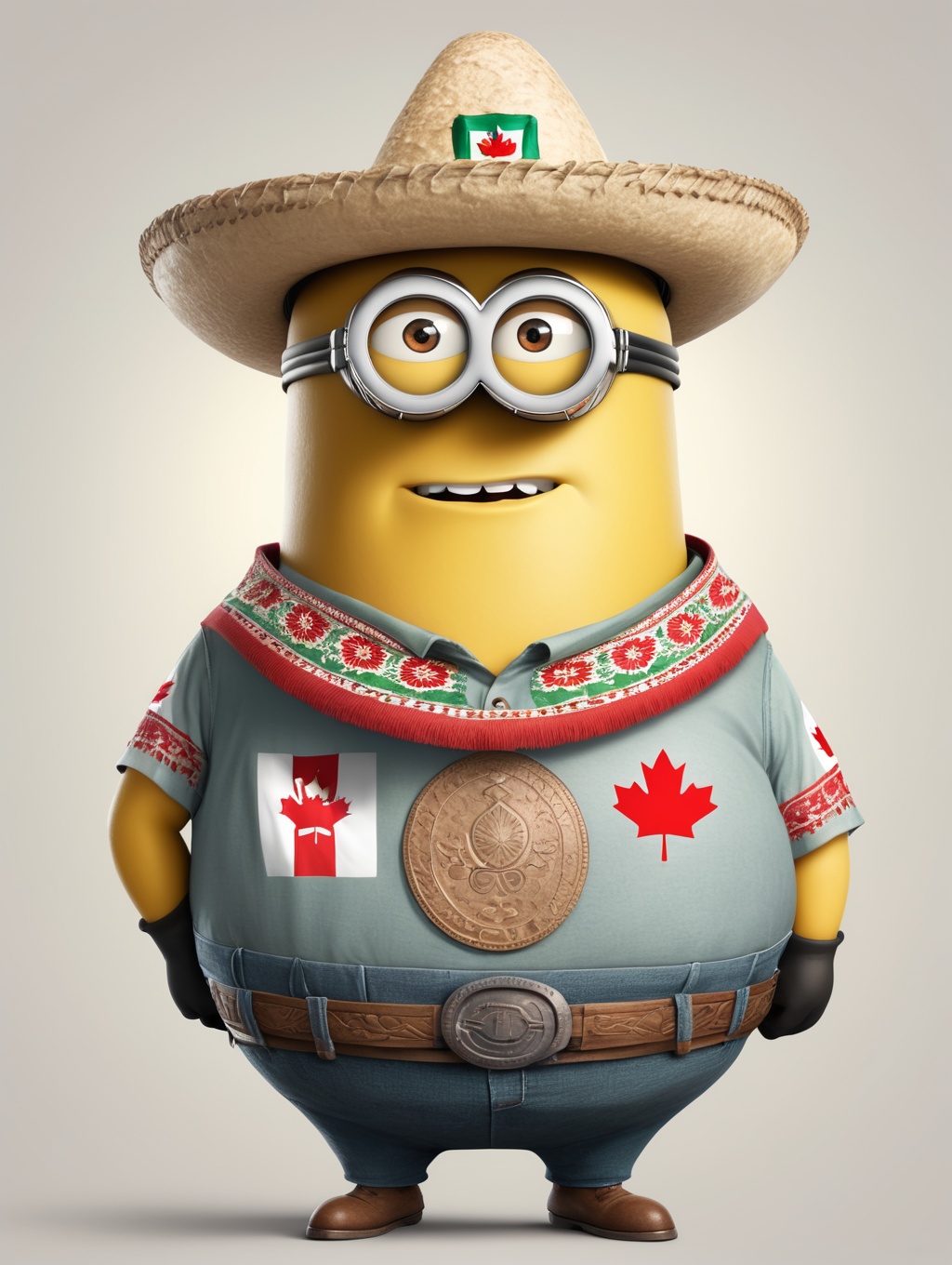 Premium Free ai Images | fat minion wearing canadian shirt and mexican hat