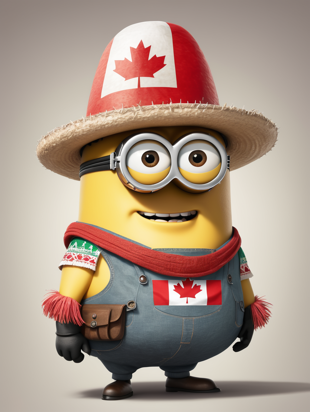 Premium Free ai Images | fat minion wearing canadian shirt and mexican hat
