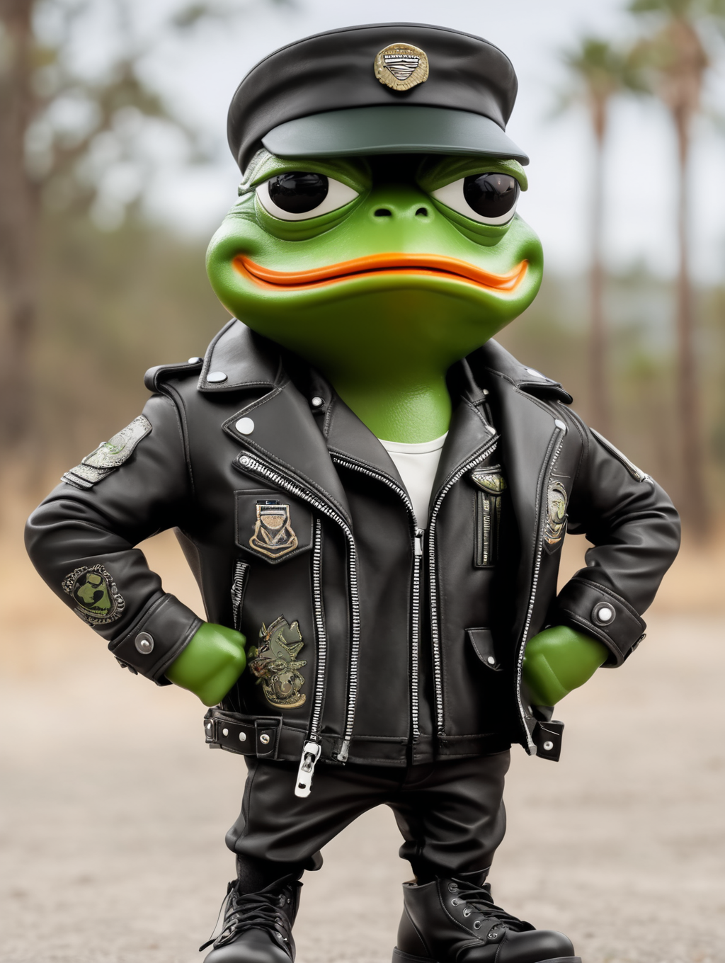 Premium Free ai Images | pepe the frog metalhead with leather jacket ...