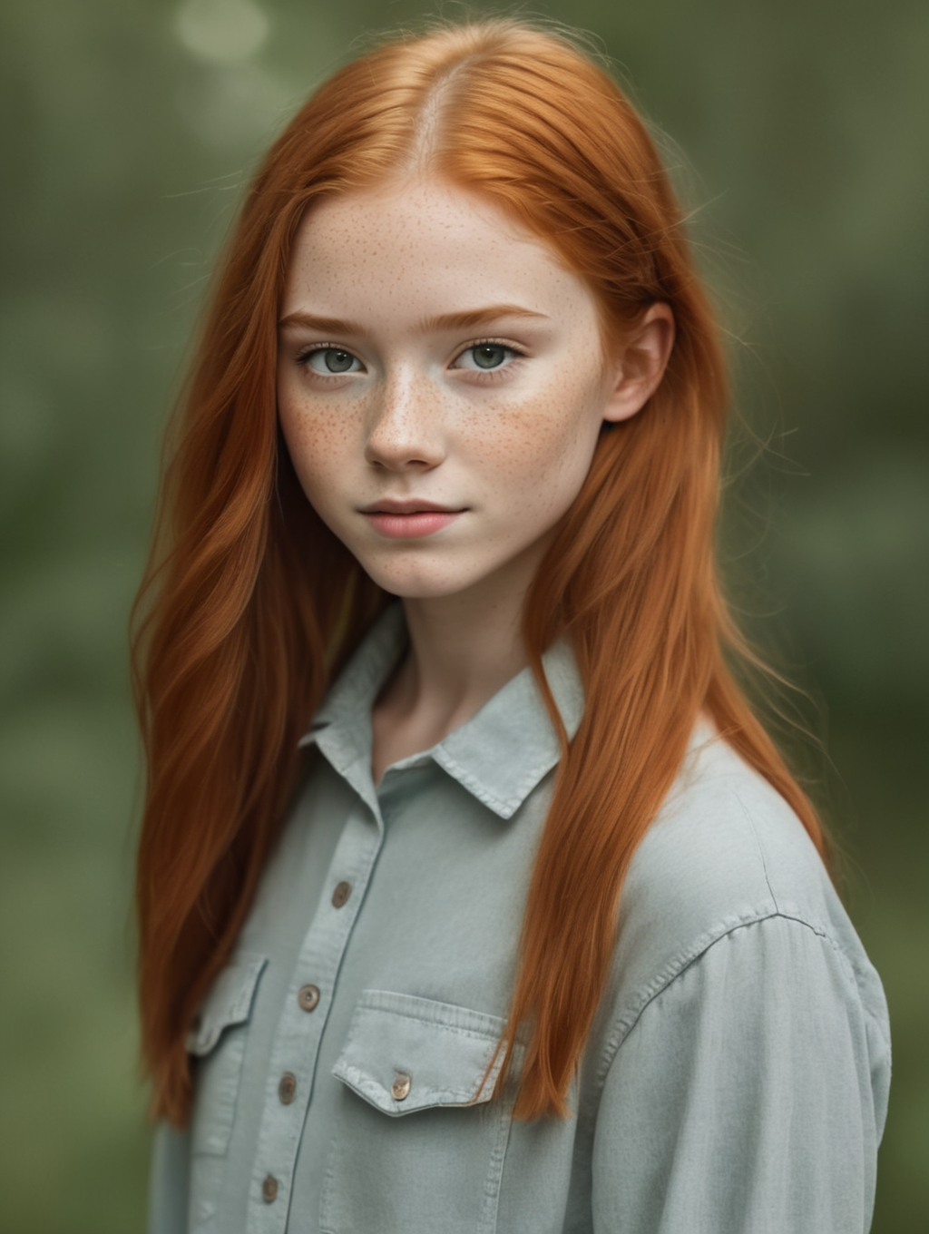 Premium Free ai Images | teen girl with ginger hair and freckles full ...