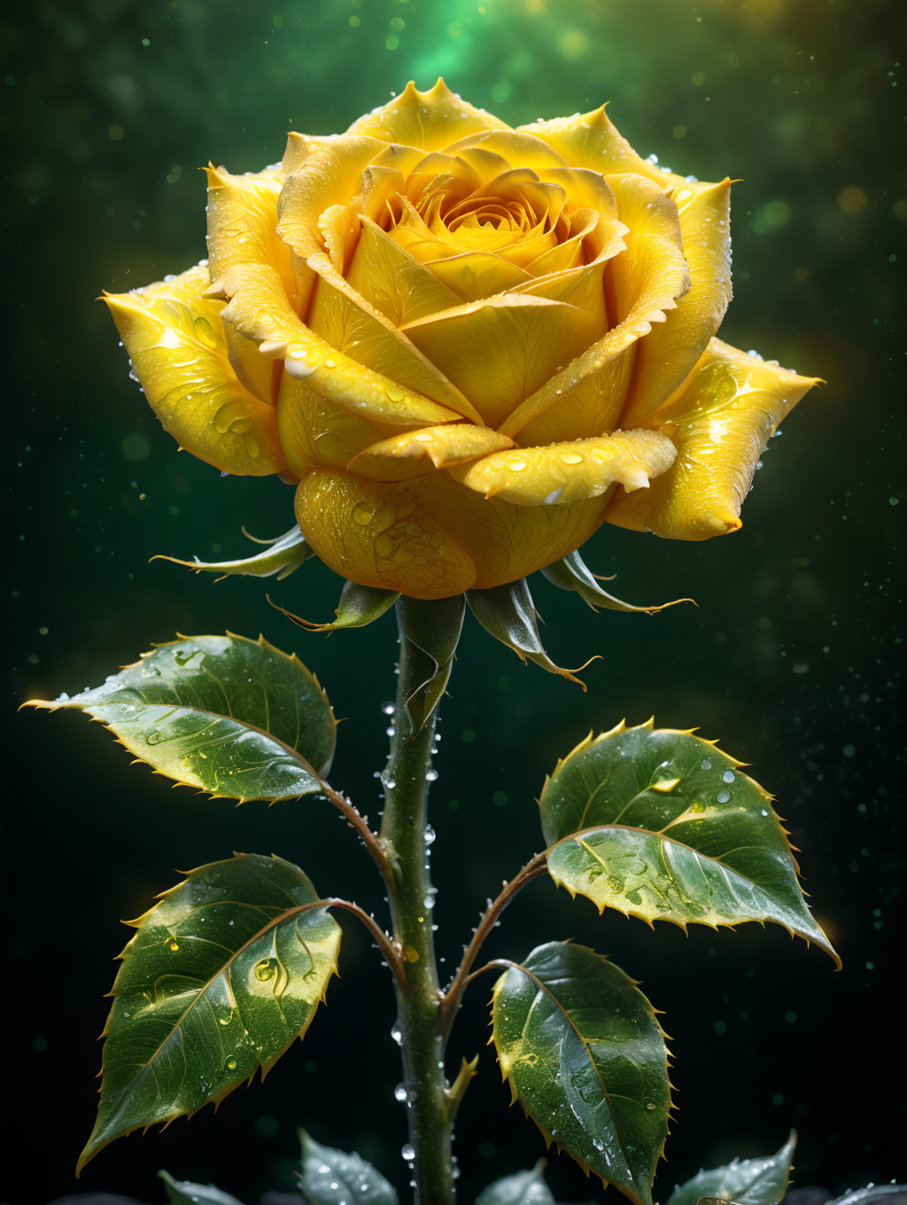 Premium Free ai Images | the epic shot of crystalized yellow rose with ...