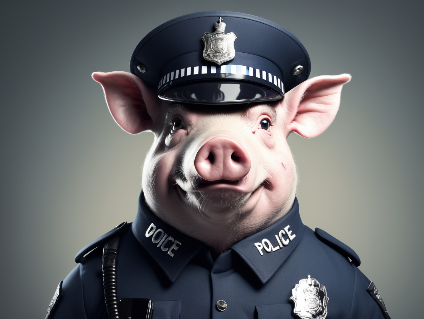 Premium Free ai Images | an evil war pig dressed as uk police officer