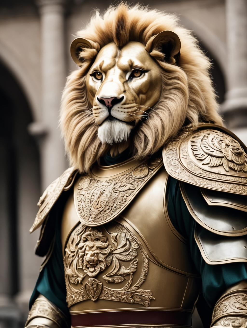 Premium Free ai Images | roman costumed lion historical wild animal in ...