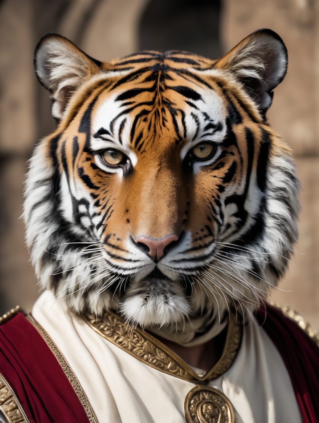 Premium Free ai Images | roman costumed tiger historical wild animal in ...