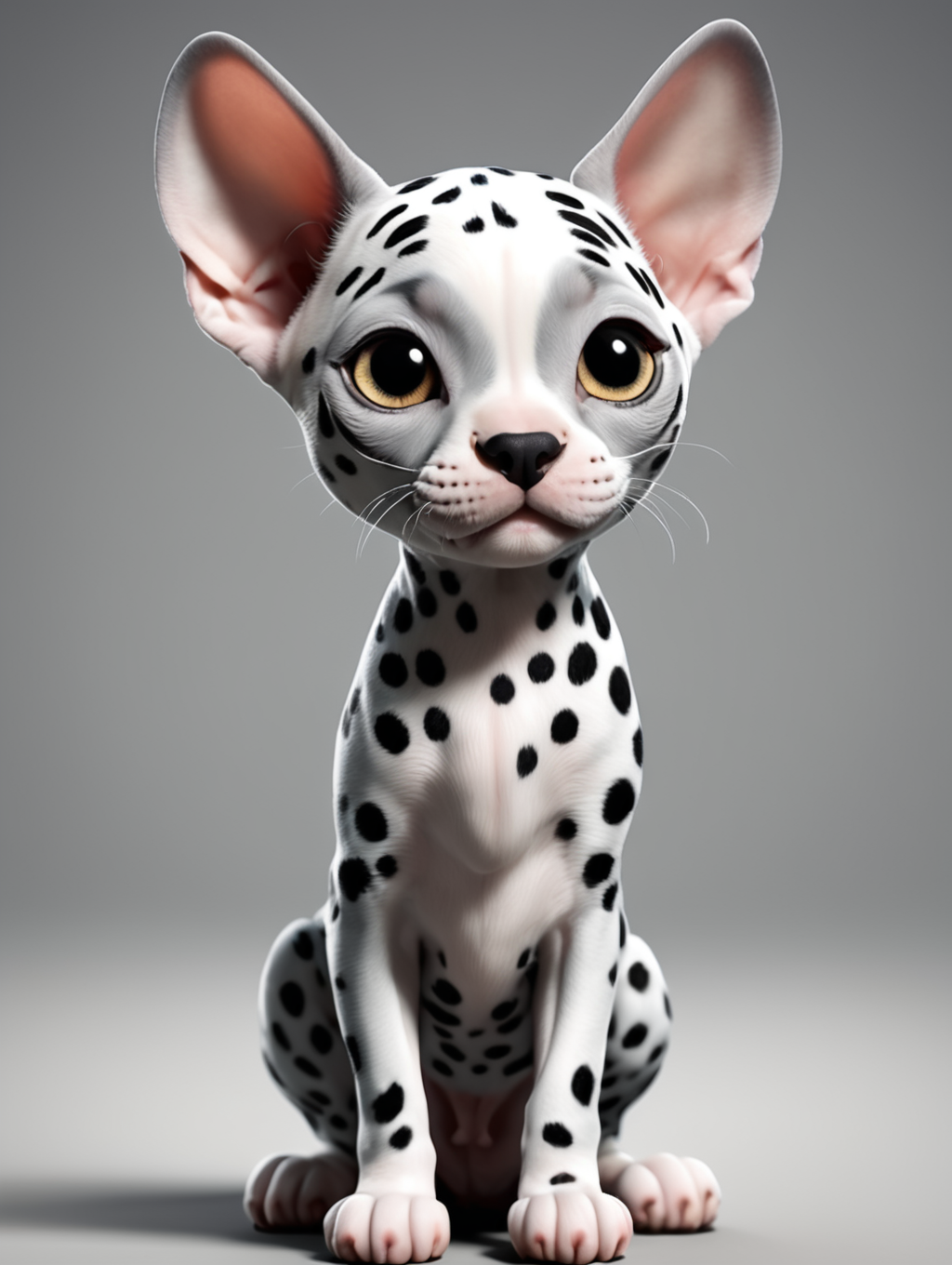 Premium Free ai Images | cute hybrid sphynx dalmatian full view chibi ...