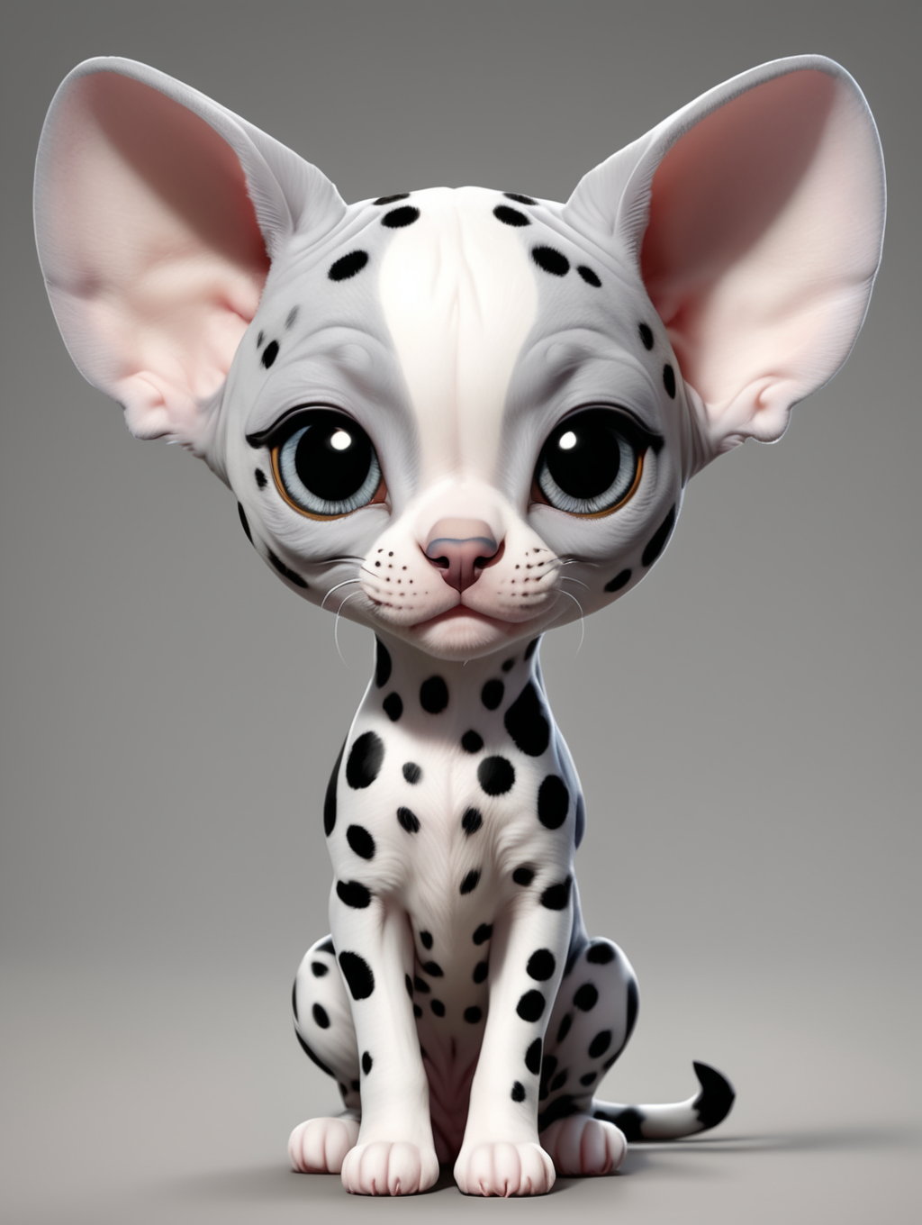 Premium Free ai Images | cute hybrid sphynx dalmatian full view chibi ...