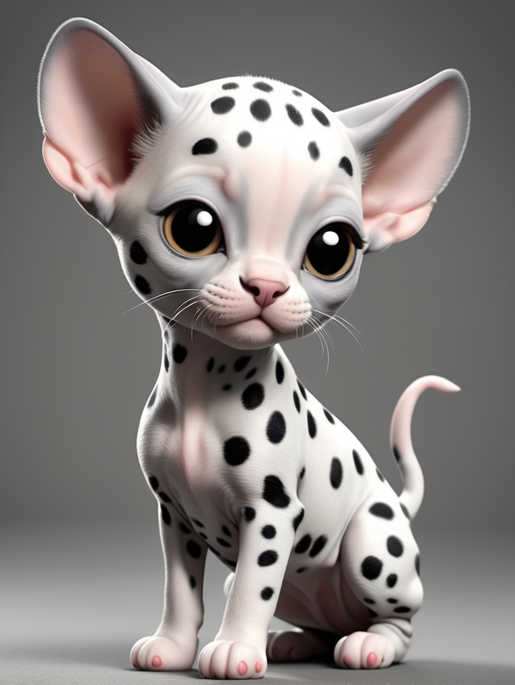 Premium Free ai Images | cute hybrid sphynx dalmatian full view chibi ...