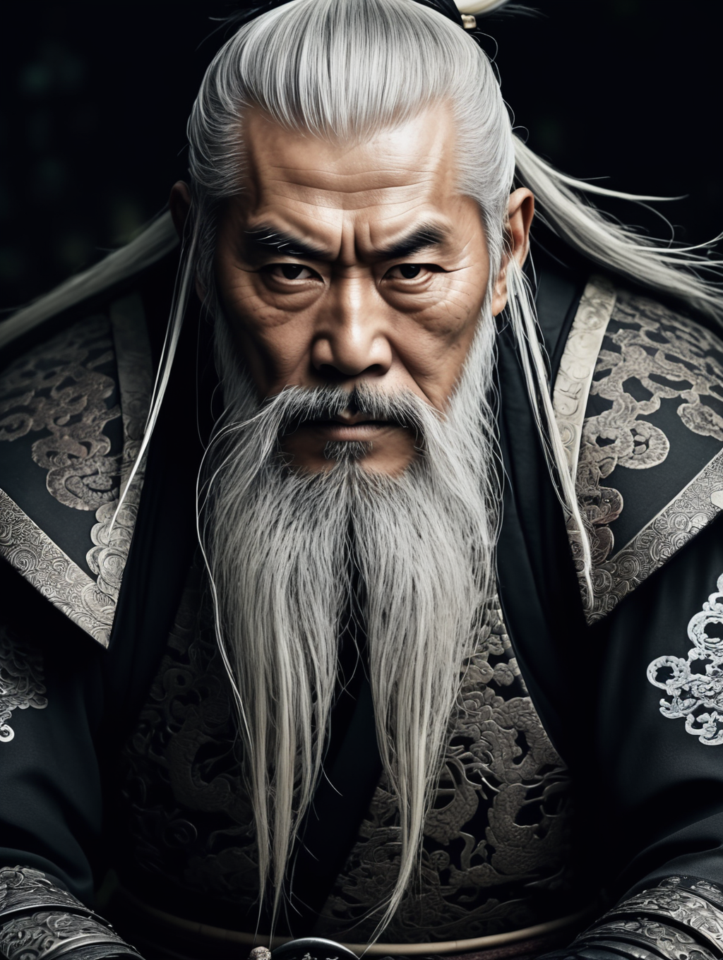 Premium Free ai Images | dark moody aesthetic wise old japanese samurai ...