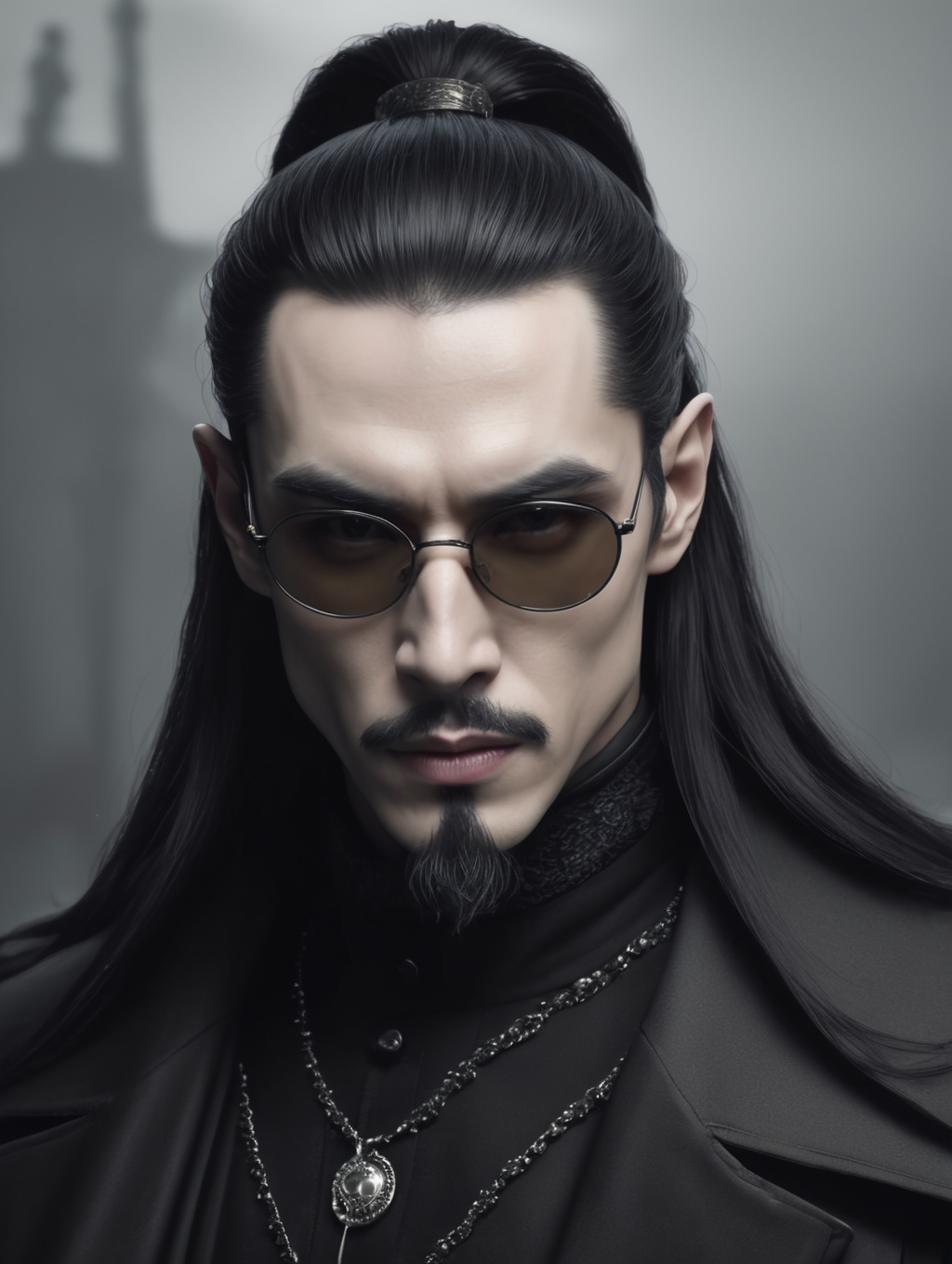 Premium Free ai Images | thin pale vampire with gray skin long pointy ...