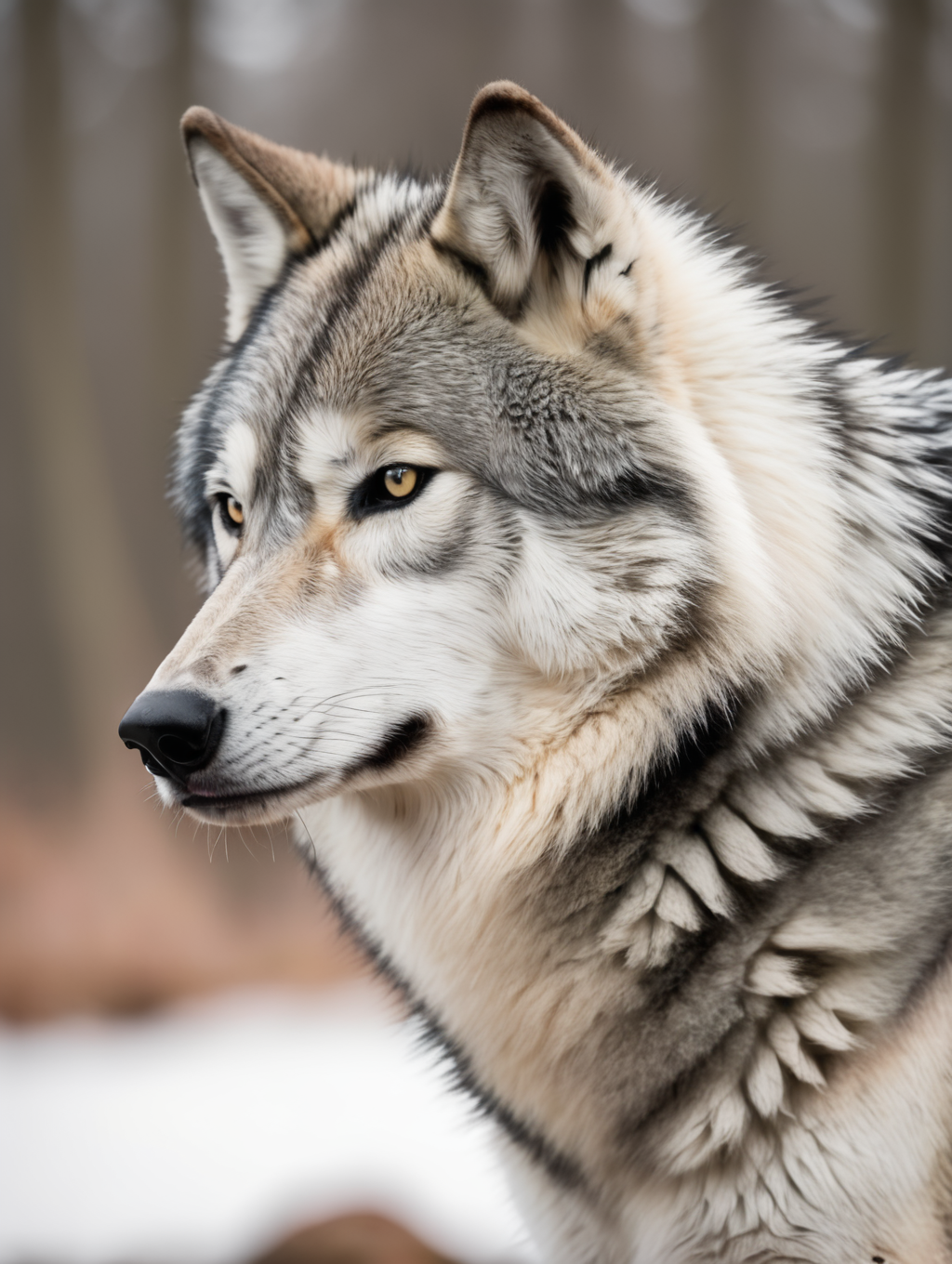 Premium Free ai Images | black white gray alpha wolf